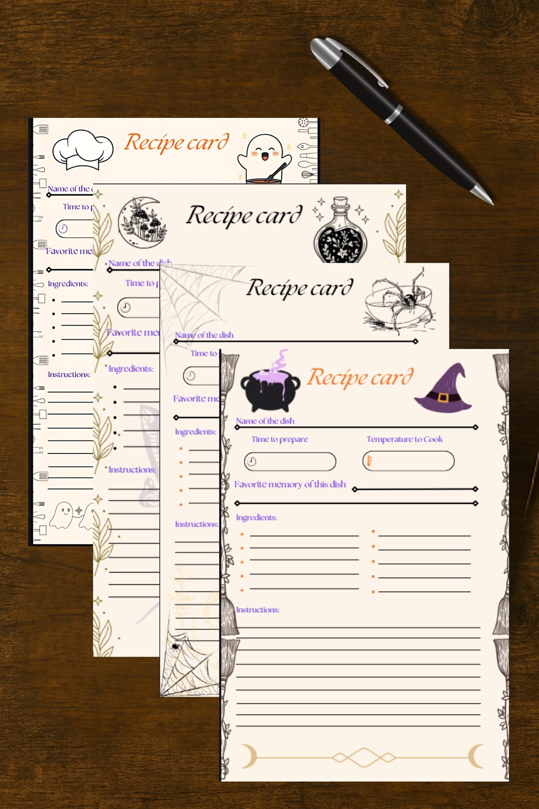 Witchy Recipe Card Bundle: Printable Kitchen Journal Templates (digital ...