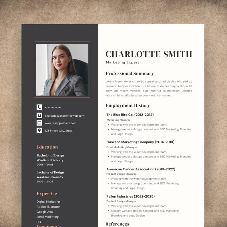 Modern Canva Resume Template | Professional CV Design With Photo ...