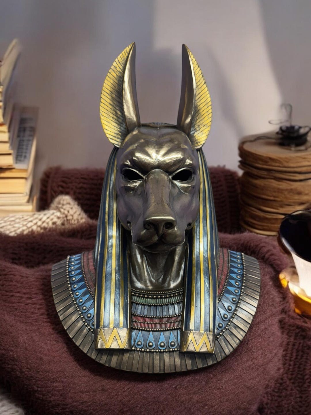 Handcrafted Ancient Egyptian Anubis Bust: Jackal God Wall Sculpture for ...