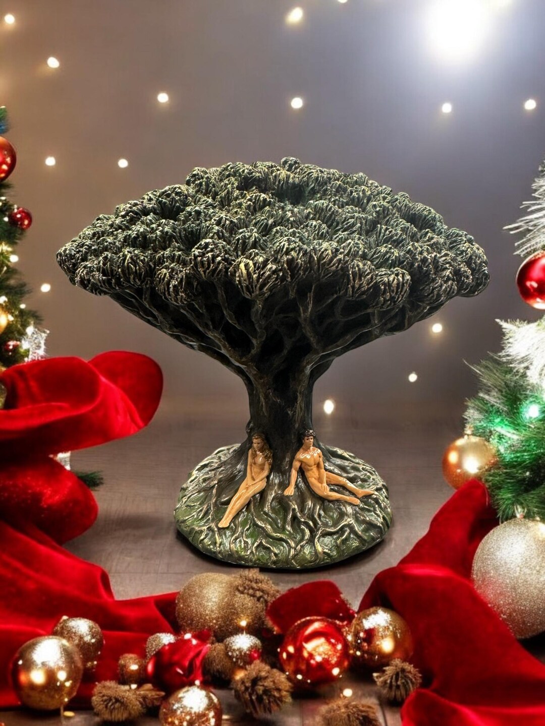 Wiccan Triple Moon Tree of Life Sculpture - Bronzed Resin Pagan Altar ...