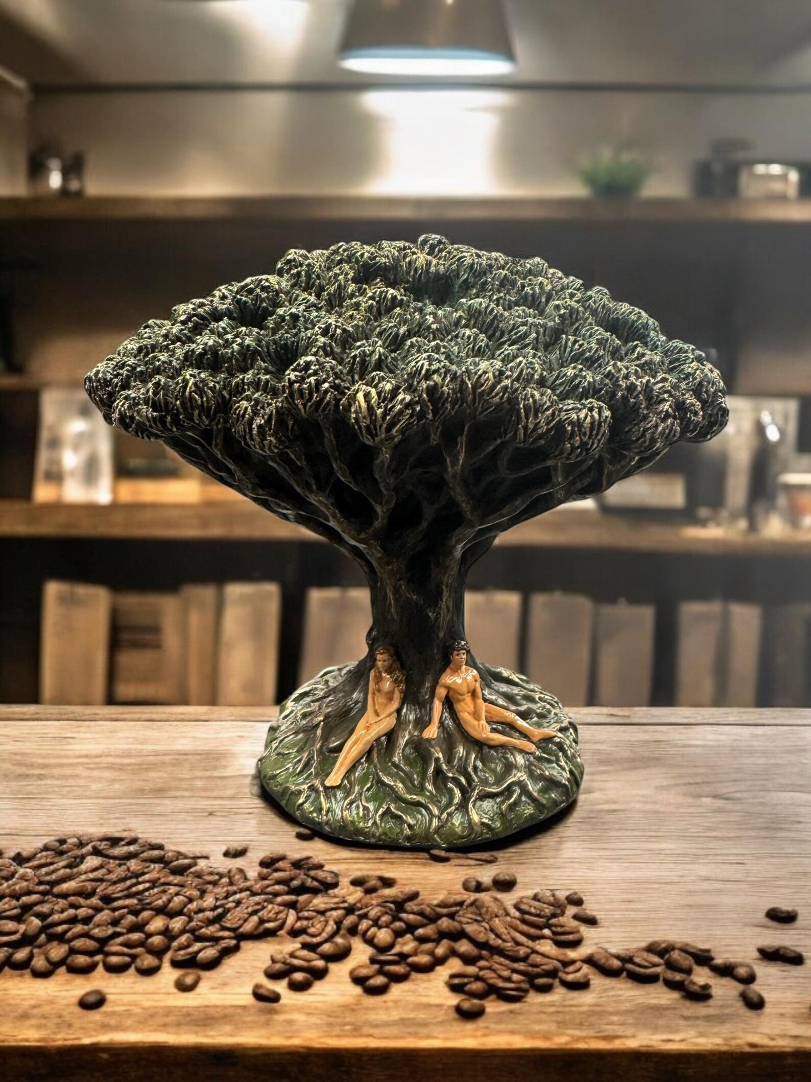 Wiccan Triple Moon Tree of Life Sculpture - Bronzed Resin Pagan Altar ...