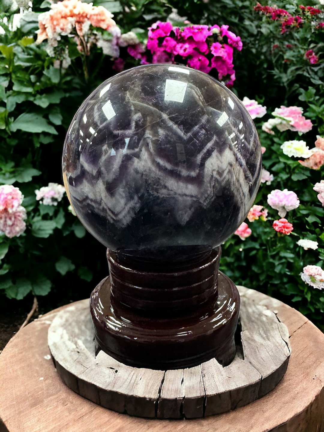 Large Chevron Amethyst Sphere – 4" Dream Amethyst Crystal Ball With ...