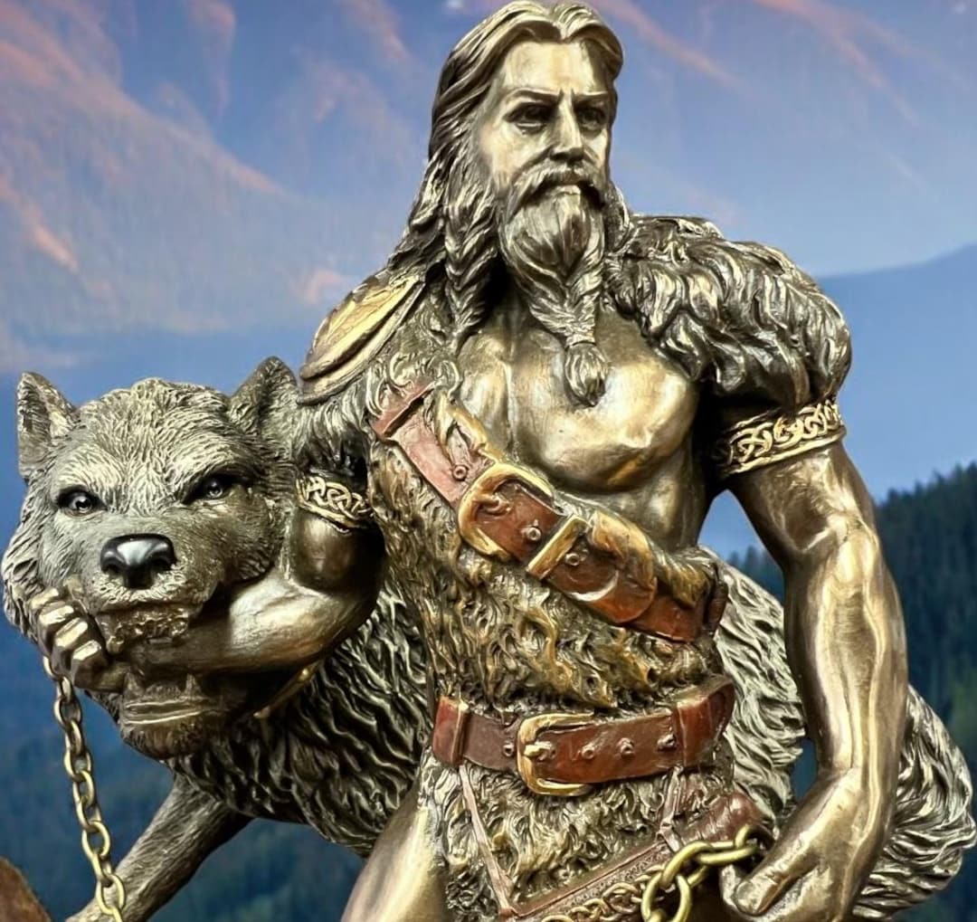 Tyr Binding Fenrir Statue - Norse Mythology Decor by Veronese Design - Etsy