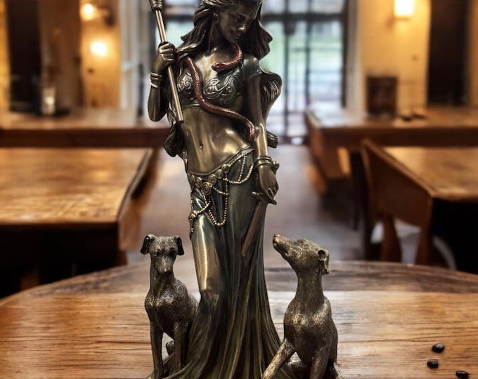 Hecate 9 Inch Greek Goddess Statue With Dogs and Torch Veronese Design ...