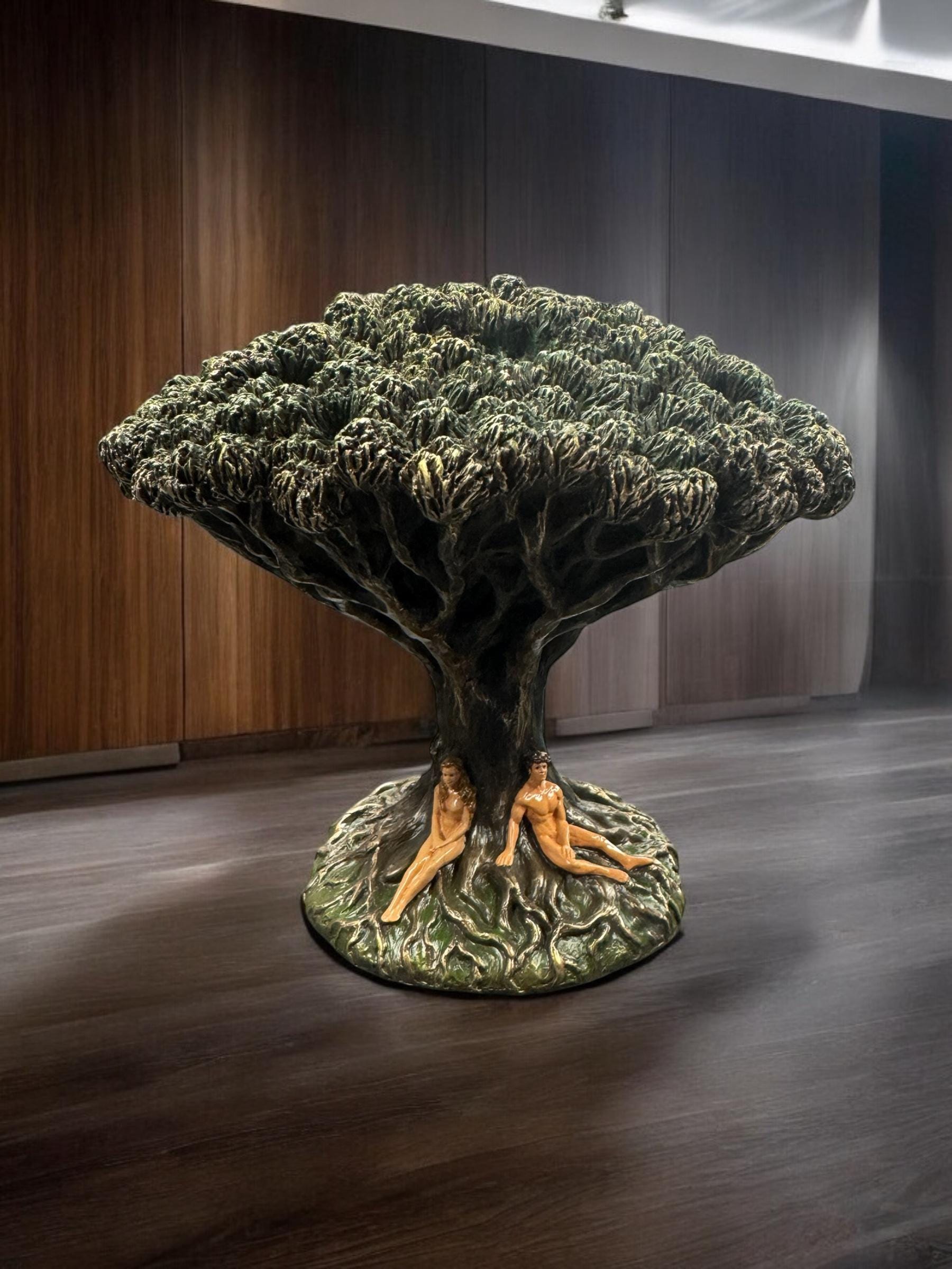 Wiccan Triple Moon Tree of Life Sculpture - Bronzed Resin Pagan Altar ...