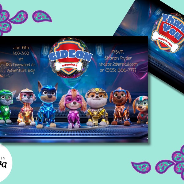 Mighty Pups Party Invitation - Etsy