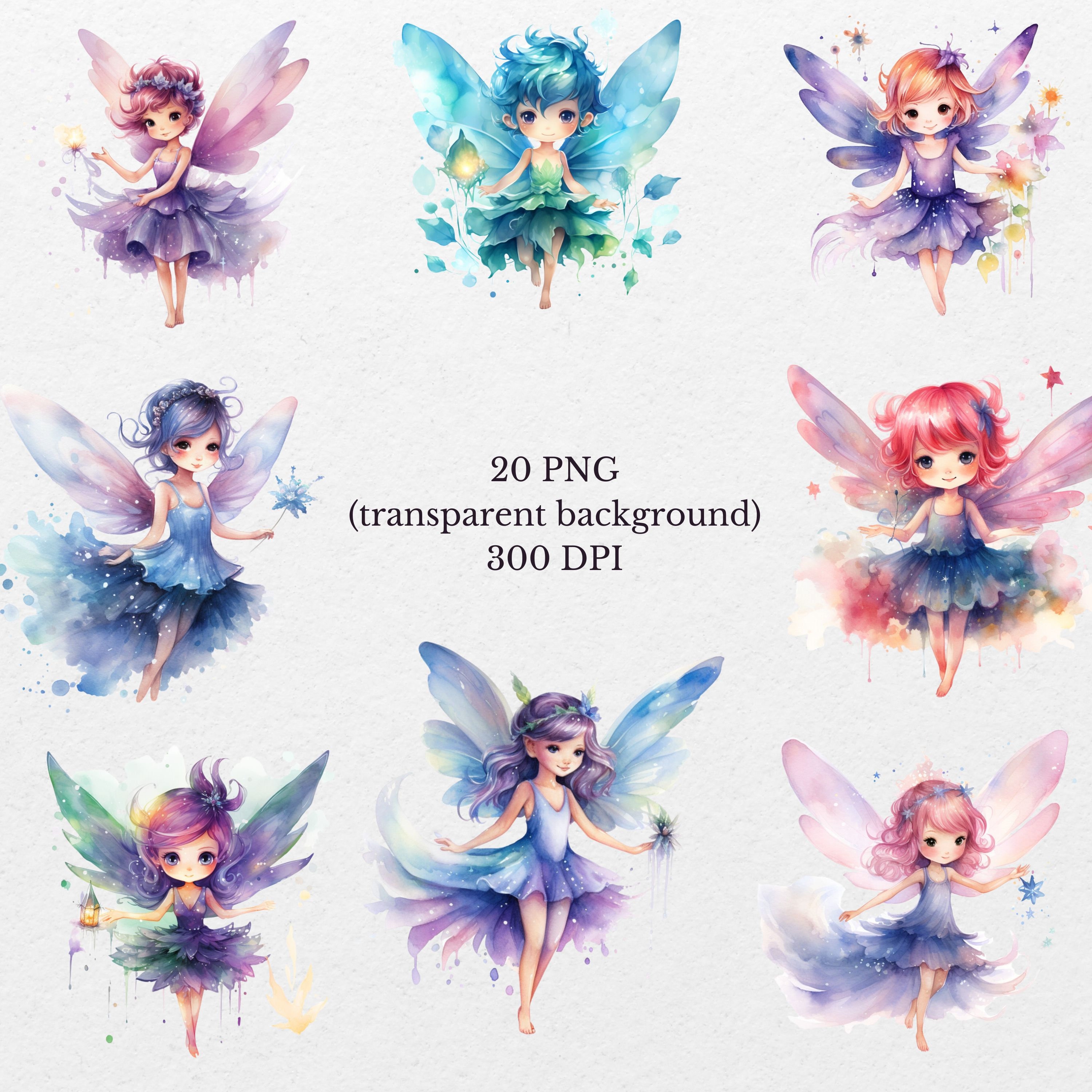 Watercolor Fairy Clipart Fantasy Forest Png Enchanted Garden Digital ...