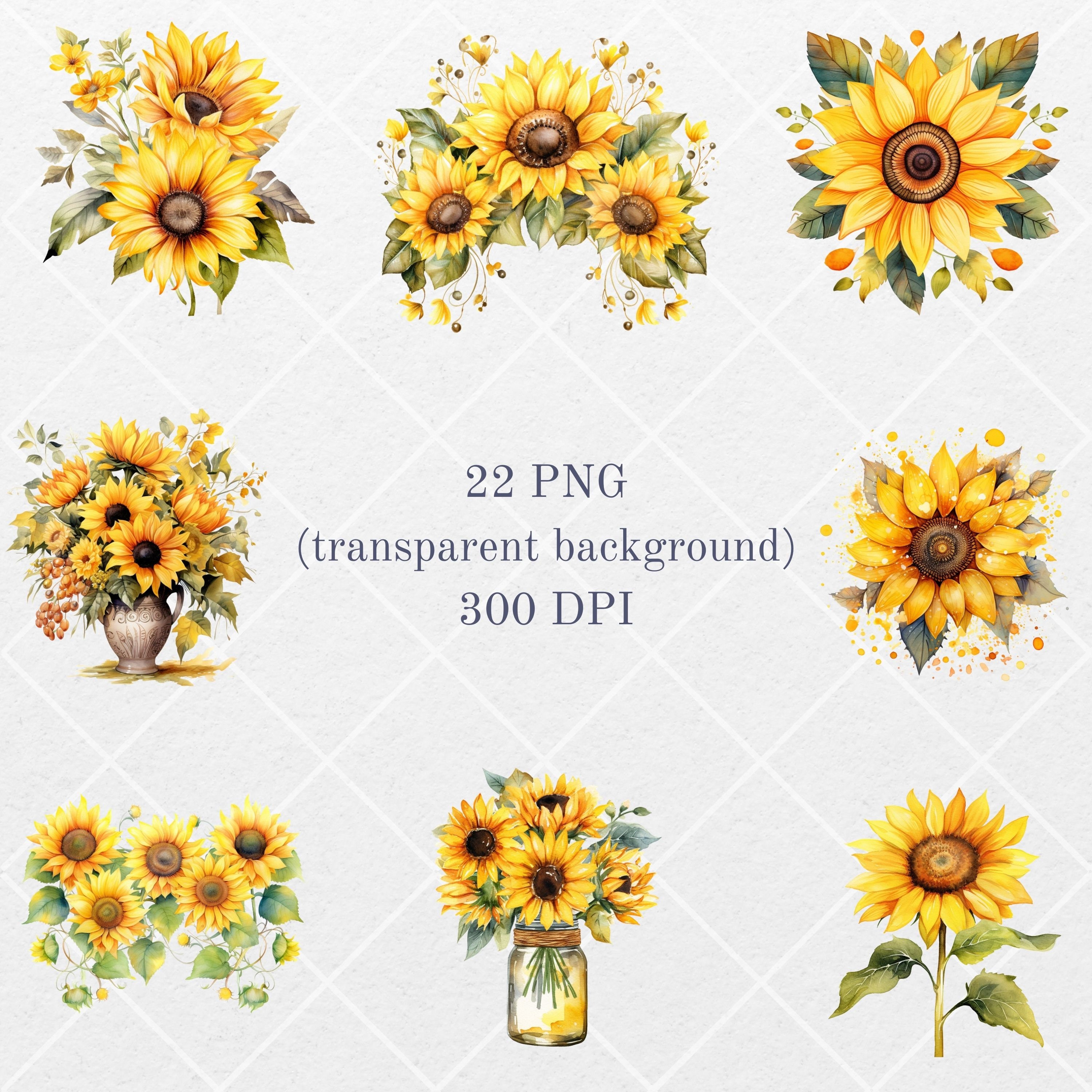 Watercolor Sunflower Clipart Bundle Botanical Art Png Floral Journaling ...