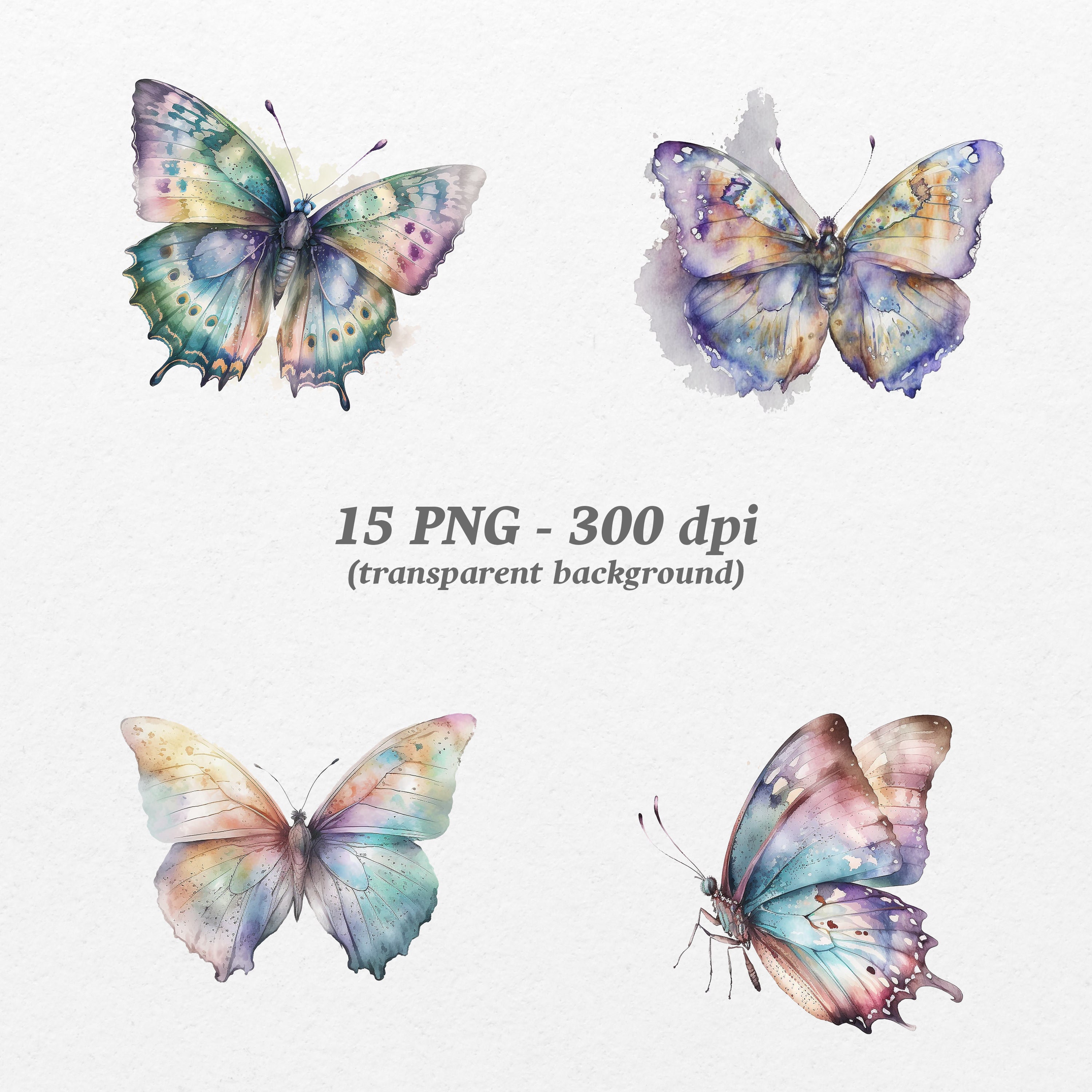 Watercolor Fairytale Butterflies Clipart - Stickers Clipart ...