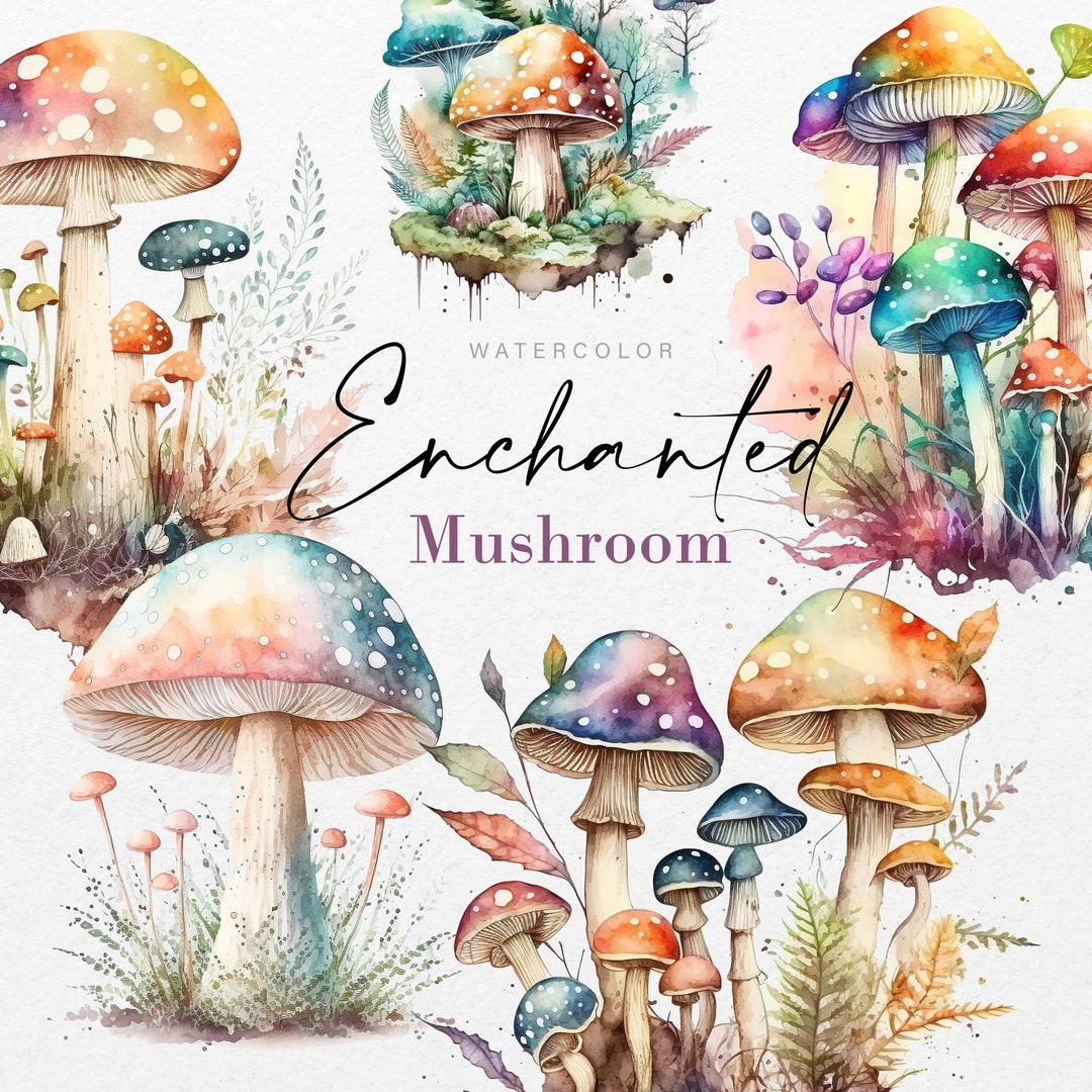 Watercolor Mushrooms Clipart - Forest Clipart - Enchanted Mushrooms ...