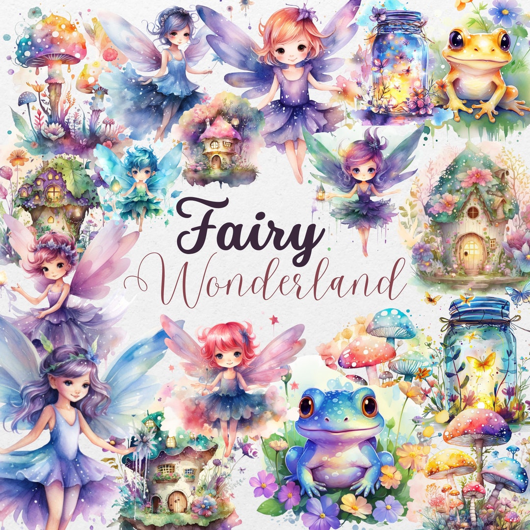 Watercolor Fairy Clipart Fantasy Forest Png Enchanted Garden Digital ...
