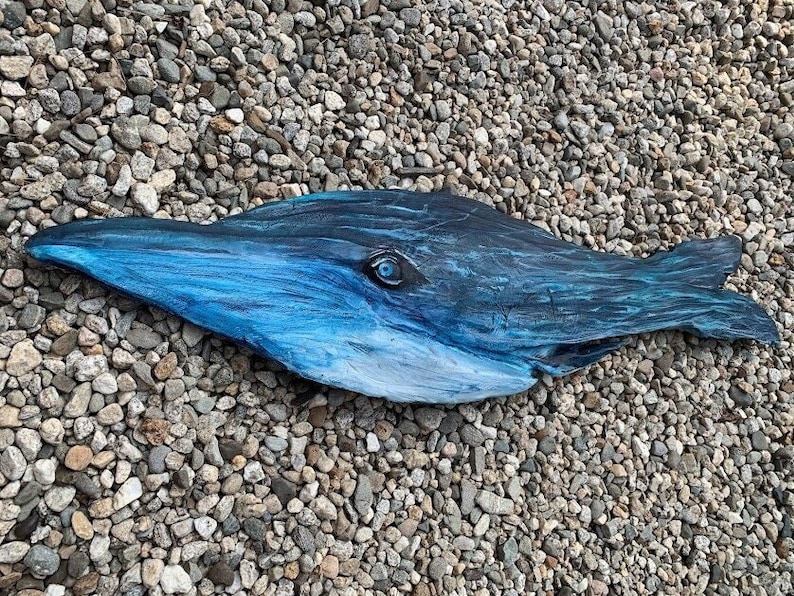 Whale Carving , Fish Wall Art, Blue Whale, Wood Carved Whale , Fathers ...