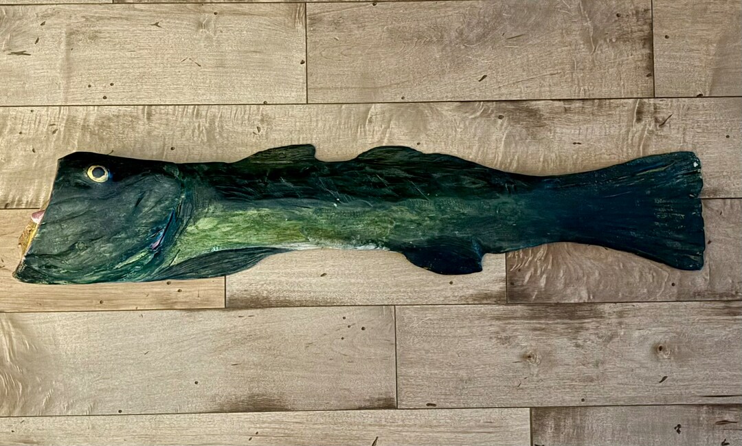 Large Mouth Bass , Fish Carving Large Scale, Large Fish Wall Hanging ...