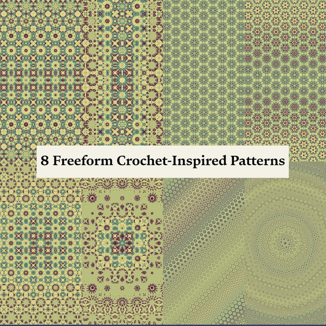 Digital Paper Bundle of 8, Freeform Crochet-inspired Vintage Seamless ...