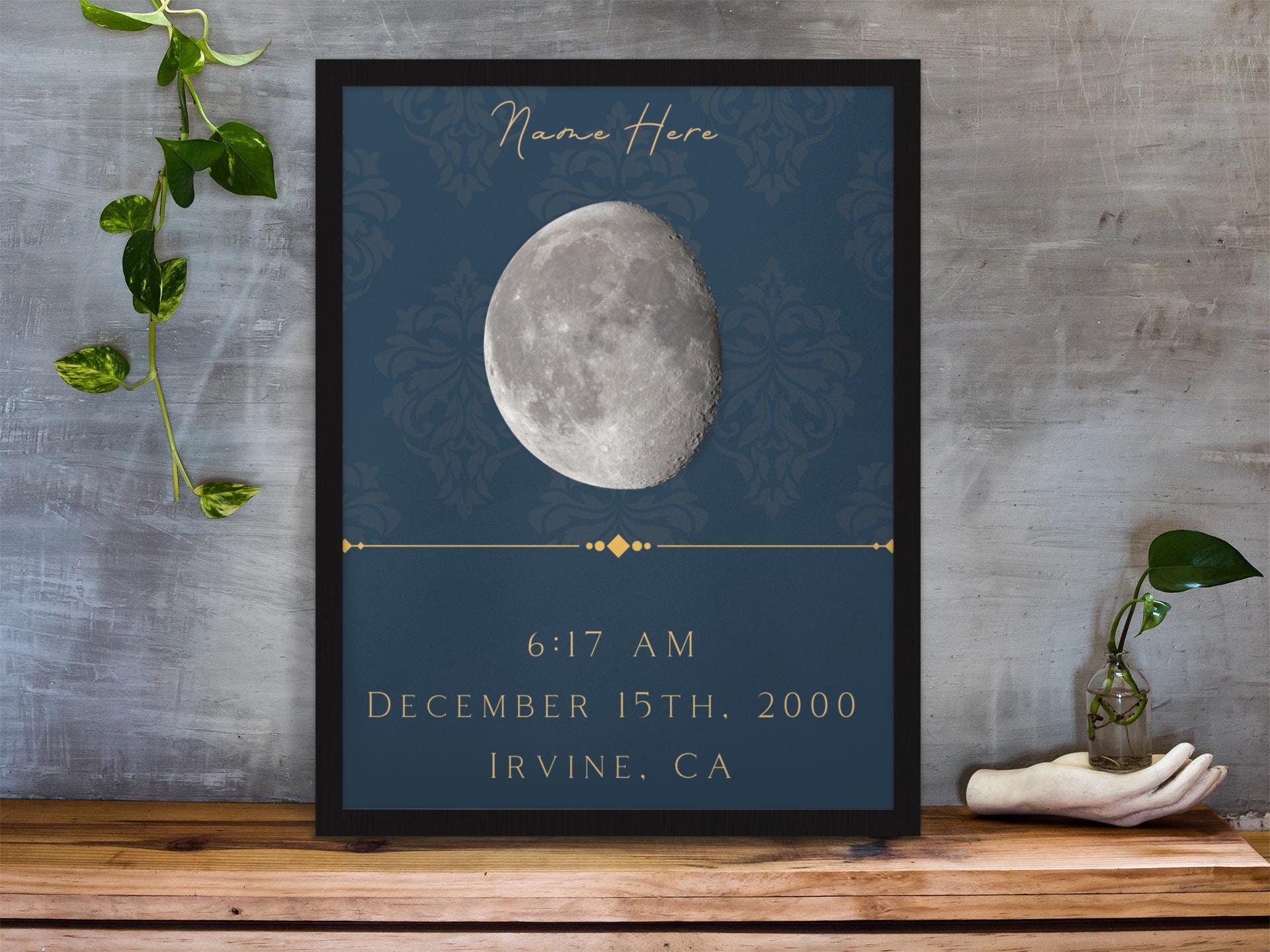 Personalized Moon Phase Poster | Custom Date Moon Print | Unique ...