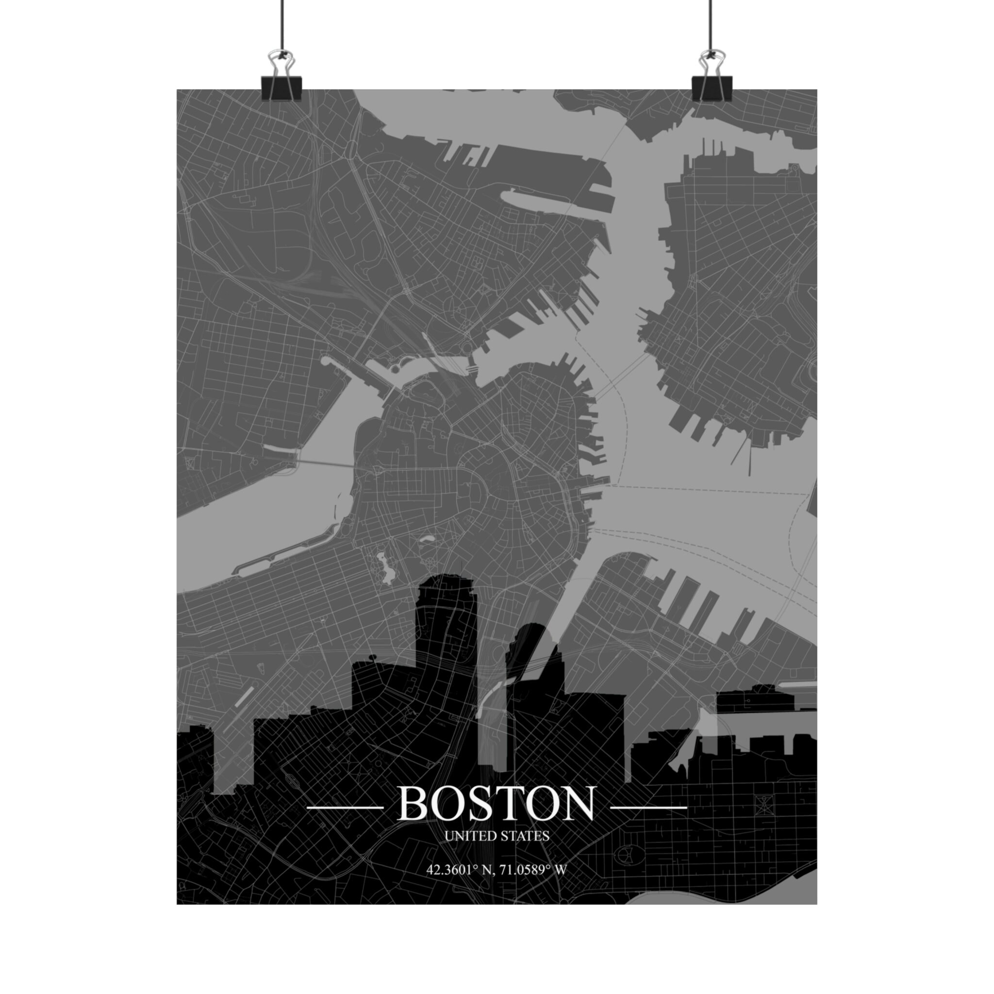 Boston Map Poster, FREE SHIPPING Map of Boston Massachusetts, Boston ...