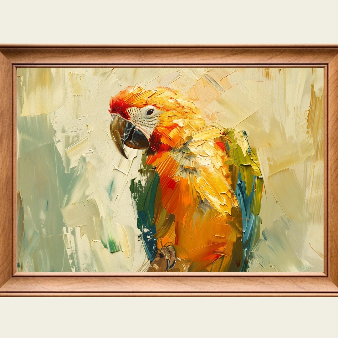 Parrot Macaw Oil Painting Wall Art Print Samsung Frame TV Art DIGITAL ...