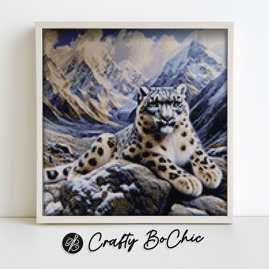 Snow Leopard 14 Count Cross Stitch Chart Digital Download PDF Chart ...
