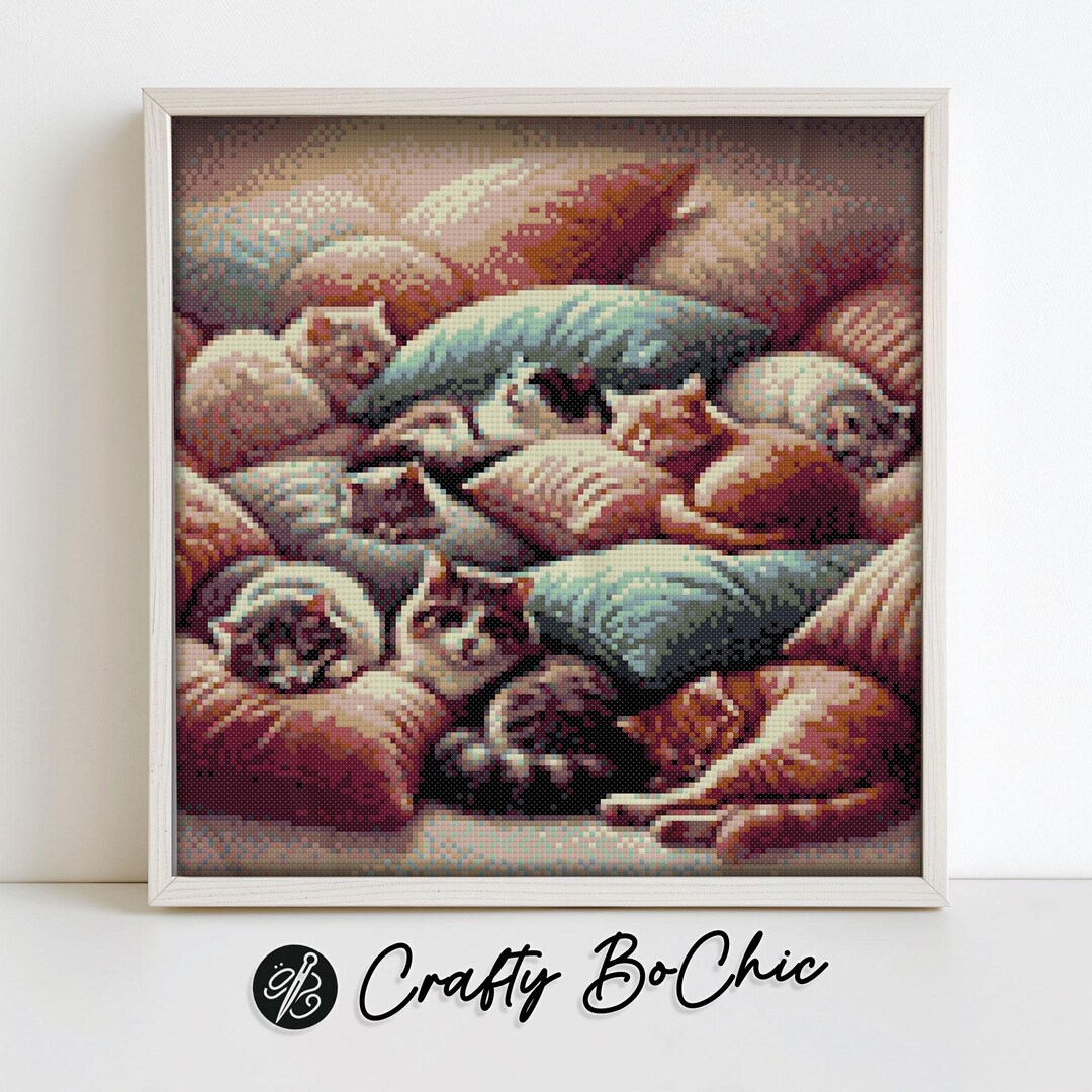 Cosy Cats 14 Count Cross Stitch Chart Digital Download PDF Chart ...