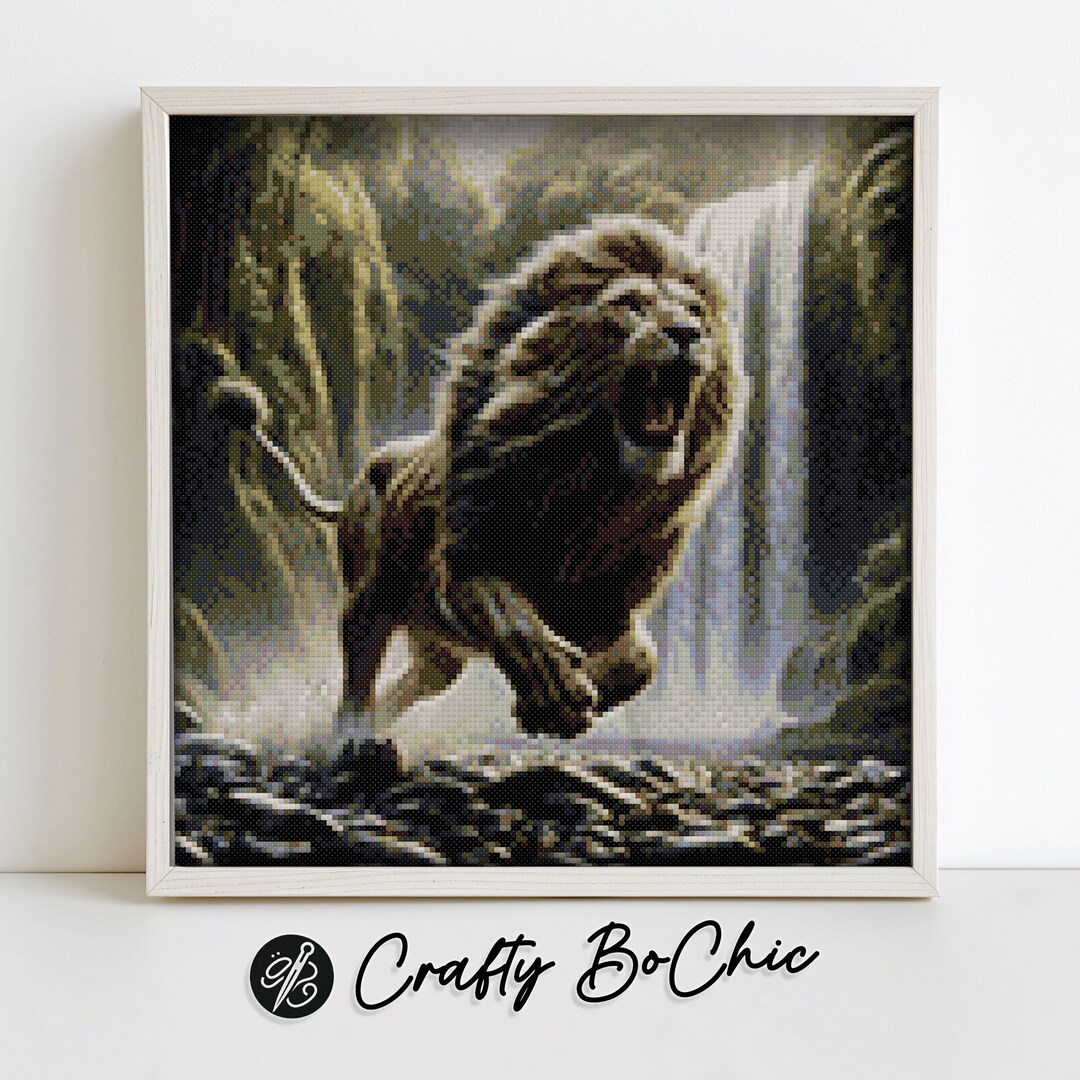 Roaring Lion 14 Count Cross Stitch Chart Digital Download - Etsy