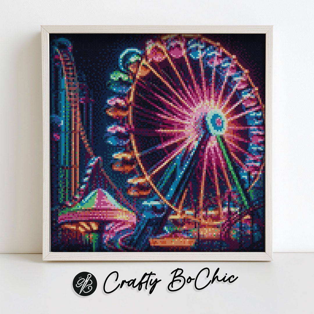 Neon Carnival 14 Count Cross Stitch Chart Digital Download PDF Chart ...