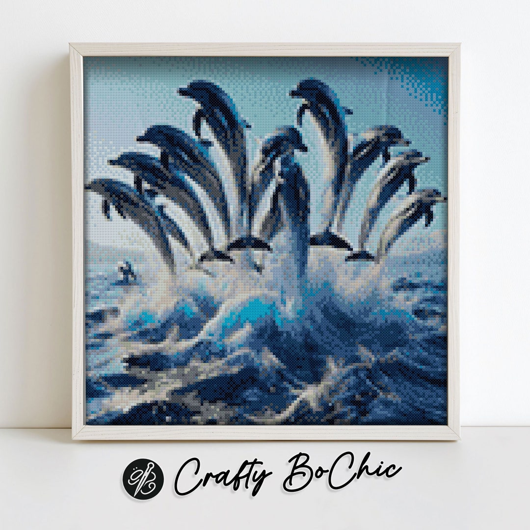 Jumping Dolphins 14 Count Cross Stitch Chart Digital Download PDF Chart ...