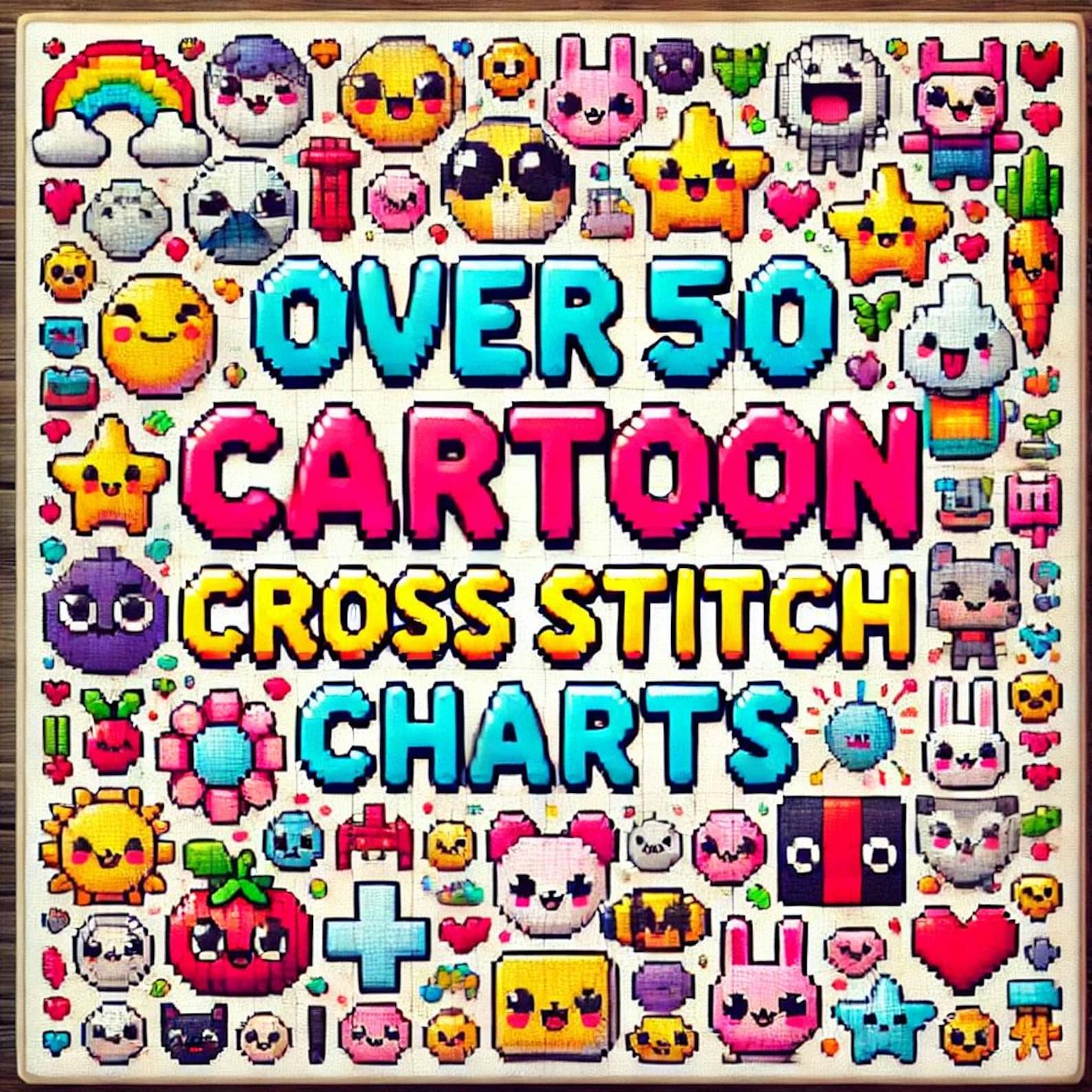Over 50 Cartoon Cross Stitch Charts – 14 Count, Digital PDF Pattern ...