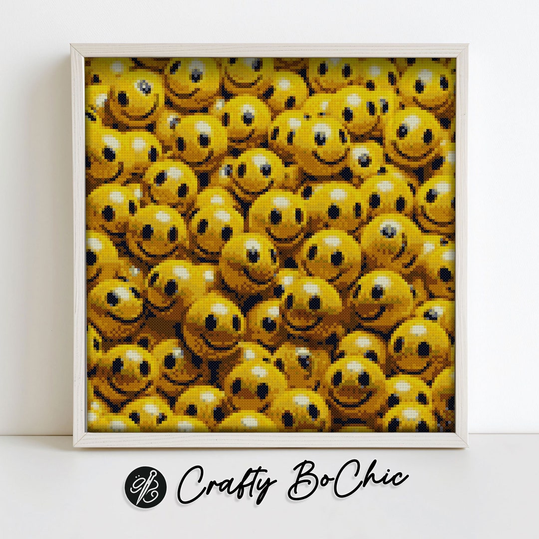 Smiley Faces 14 Count Cross Stitch Chart Digital Download PDF Chart ...