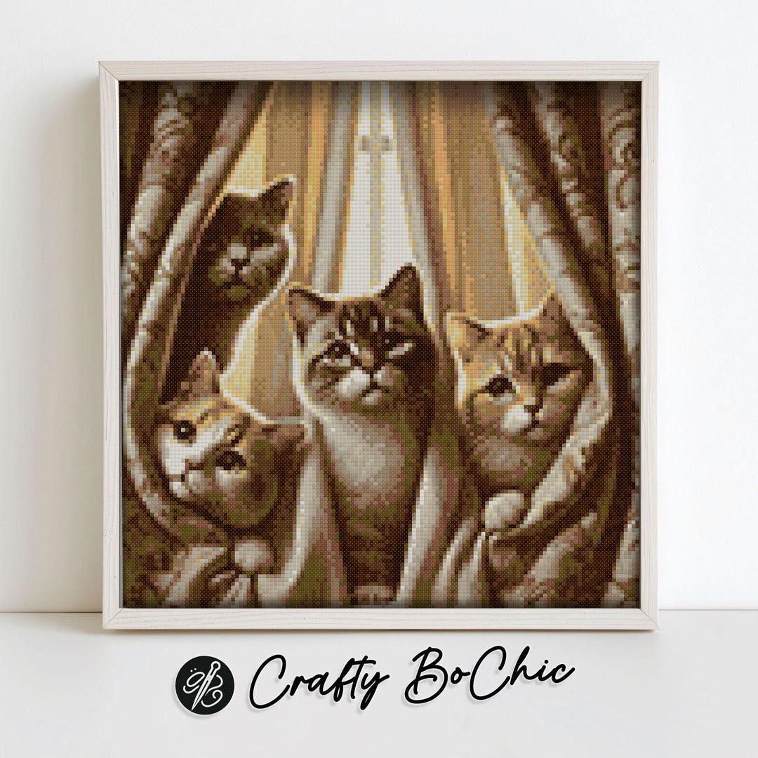 Curious Cats 14 Count Cross Stitch Chart Digital Download PDF Chart ...