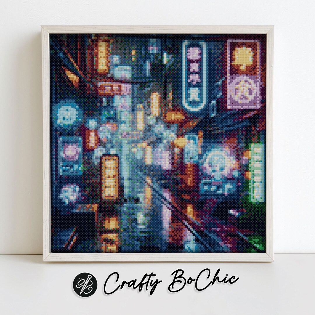 Neon Shadows 14 Count Cross Stitch Chart Digital Download PDF Chart ...