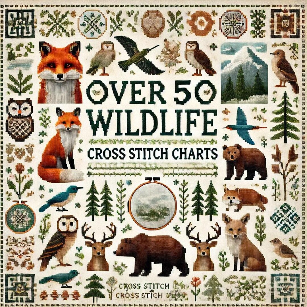 50+ Wildlife Cross Stitch Charts: Beginner Friendly (digital PDF ...