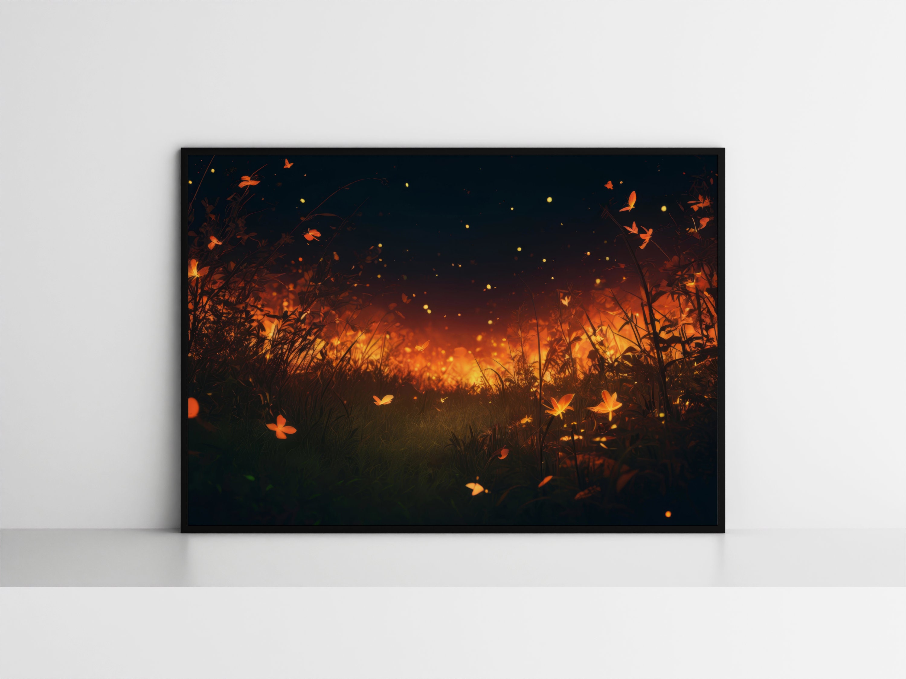 Fireflies and Fire, Wildfire Wall Art Print - Etsy