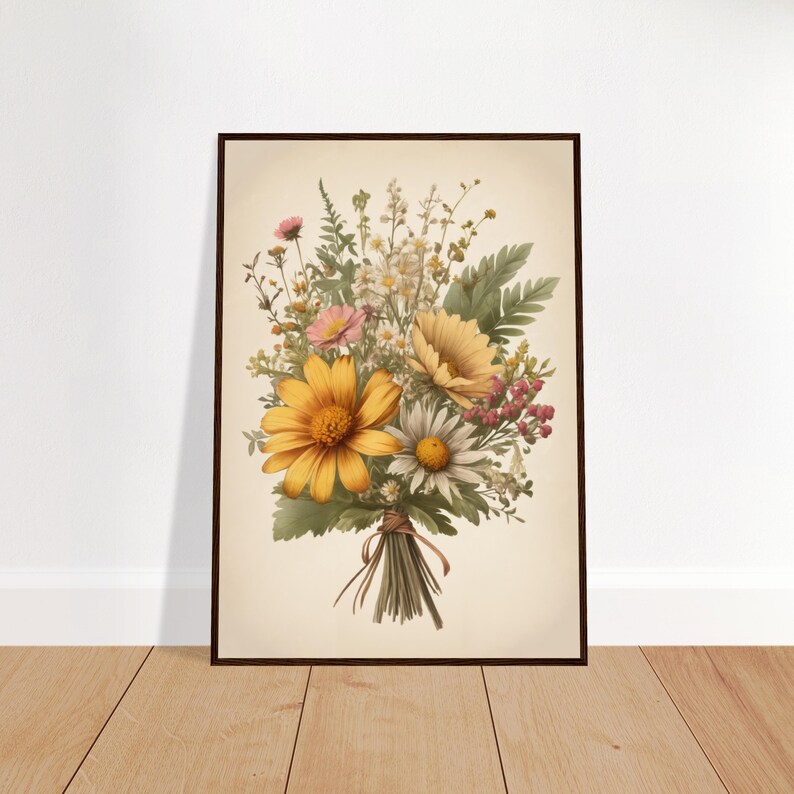 Arte de pared de ramo de flores silvestres, estampado de arte floral de ...