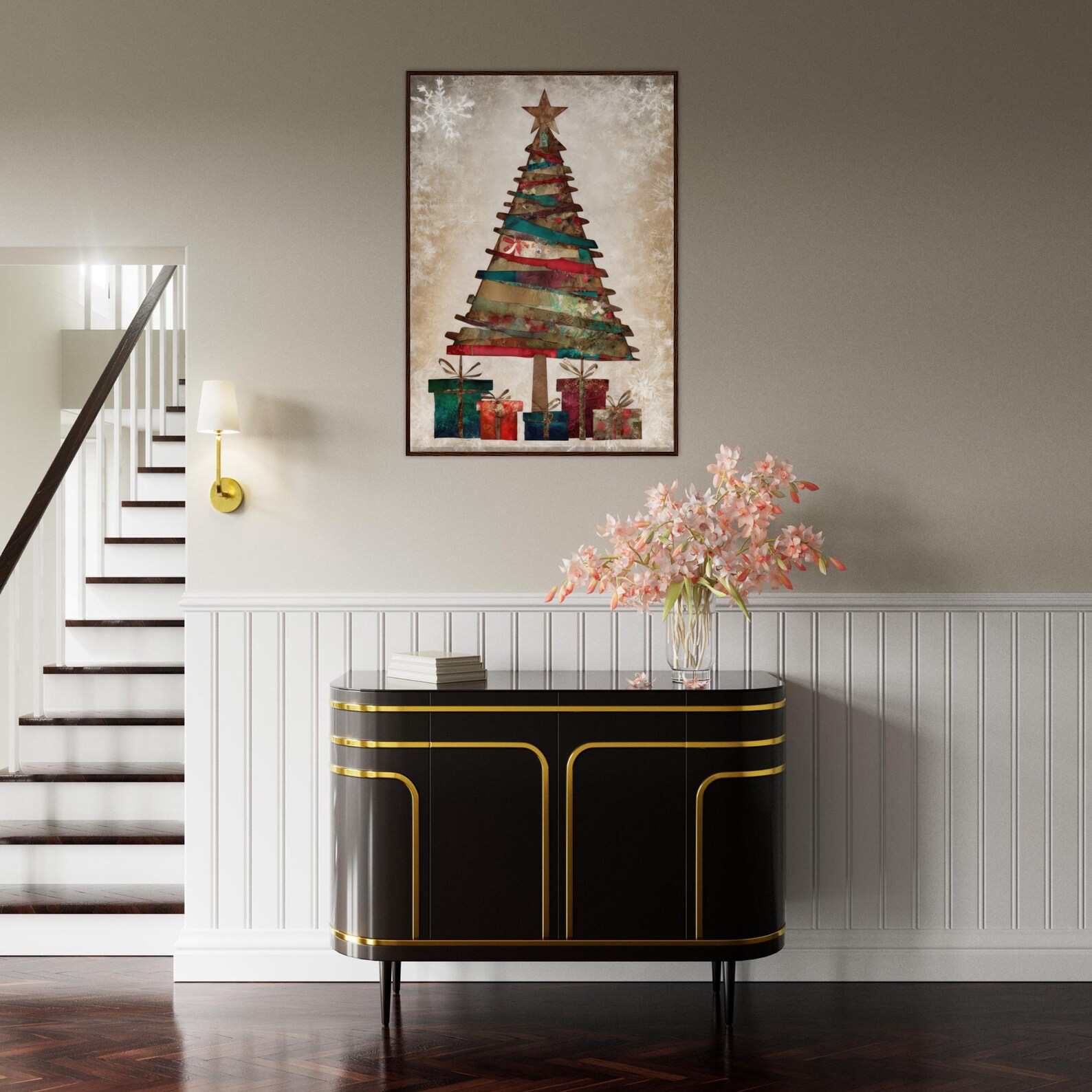 Vintage Christmas Tree Art Print: Holiday Wall Decor - Etsy