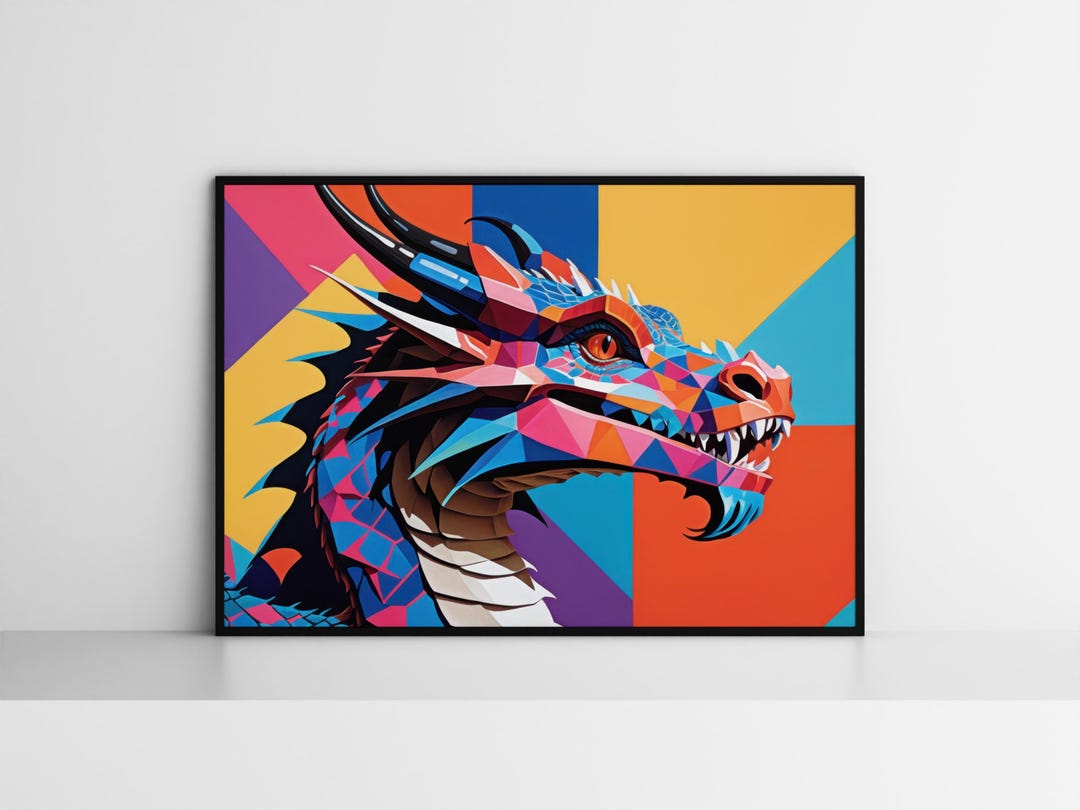 Abstract Dragon Art Print: Bold Colors, Fantasy Decor - Etsy