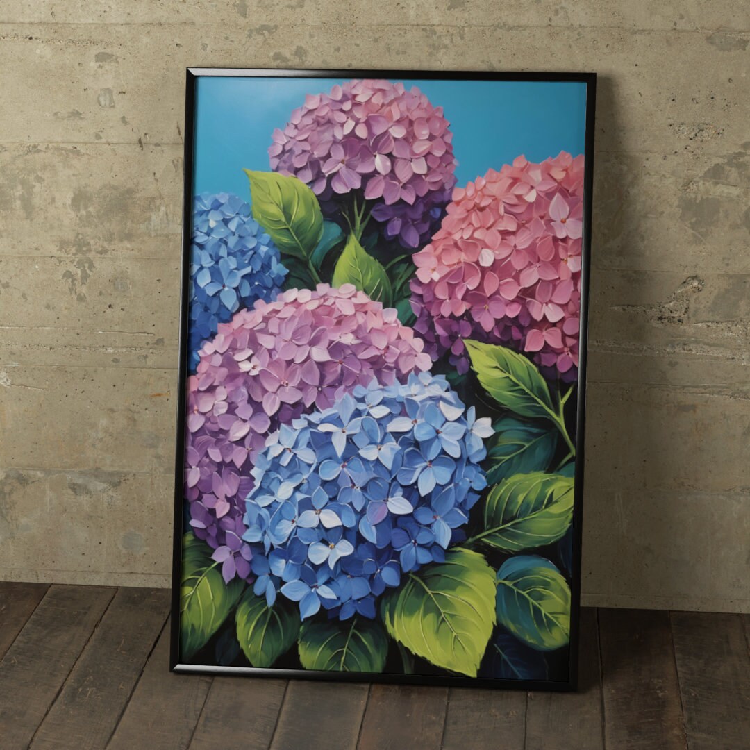 Multicolored Hydrangea Wall Art Print, Digital Art - Etsy