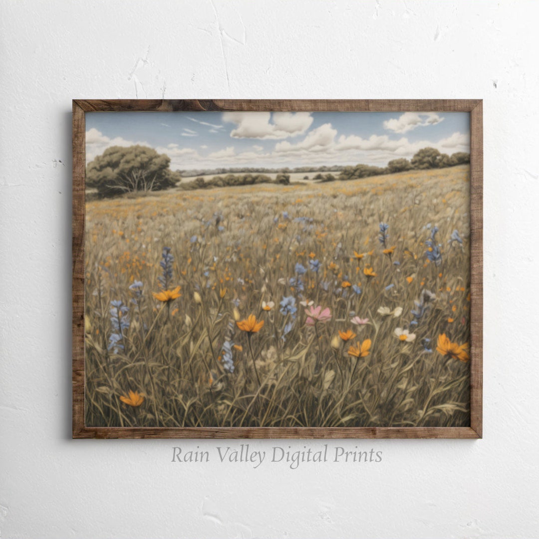 Serene Wildflowers Field Canvas - Nature-inspired Wall Art Decor - Etsy