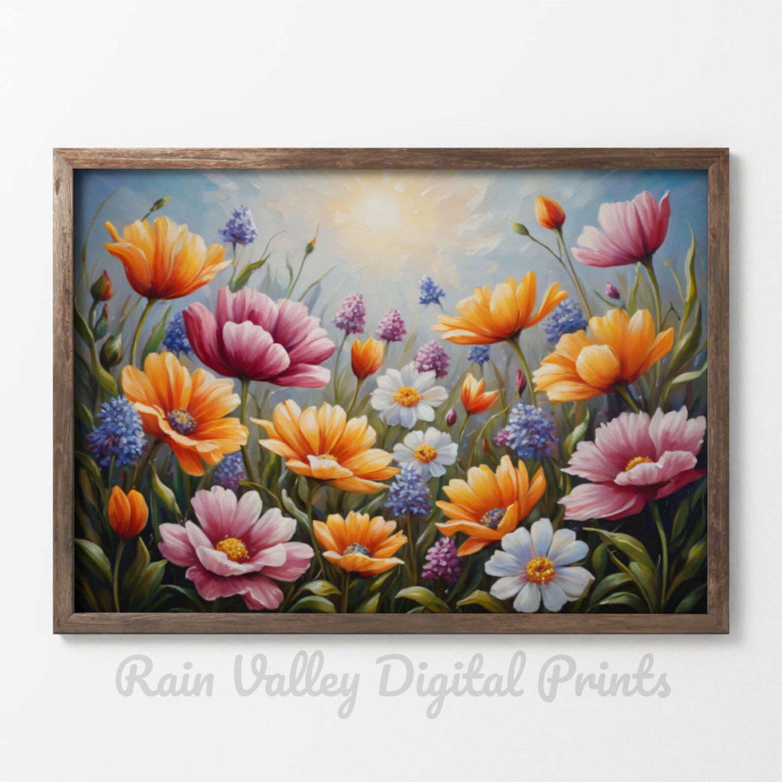 Abstract Spring Meadow Art Print, Bright Wildflowers Gouache Painting ...