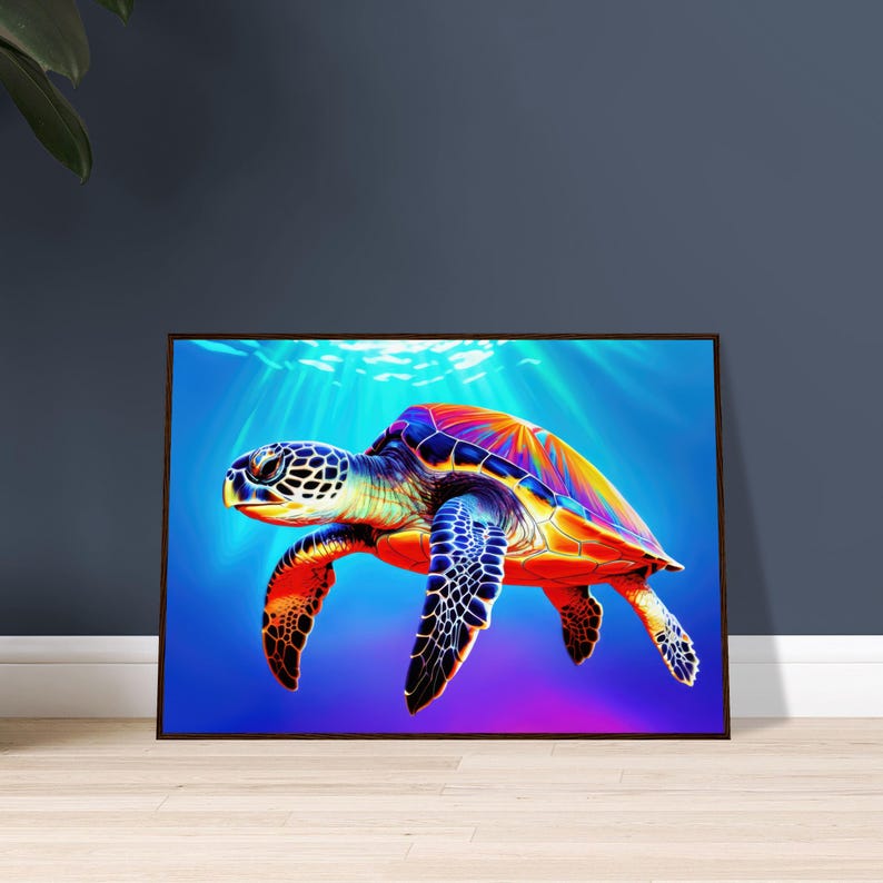Sea Turtle Wall Art, Colorful Ocean Life Home Decor - Etsy