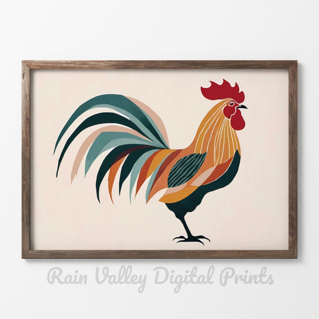 Rooster Printable Wall Art, Farmhouse Decor, DIGITAL ART - Etsy
