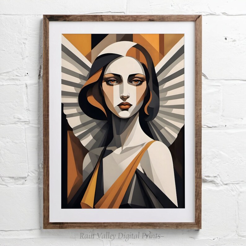 Gothic Angel, Cubist Woman Portrait Wall Art, Digital Print - Etsy