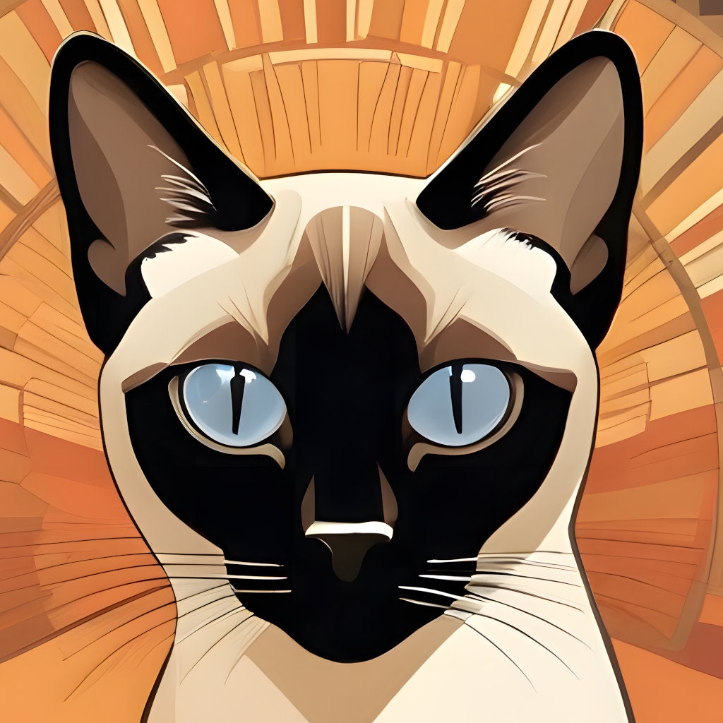 Art Deco Siamese Cat Wall Art, Digital Print - Etsy