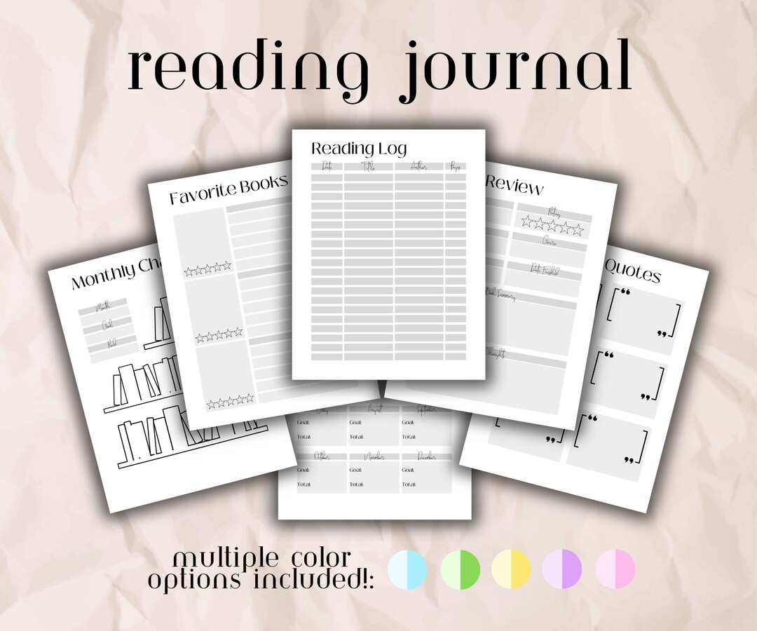 Reading Log Printable Bundle, Reading Tracker Pages, Reading Journal ...