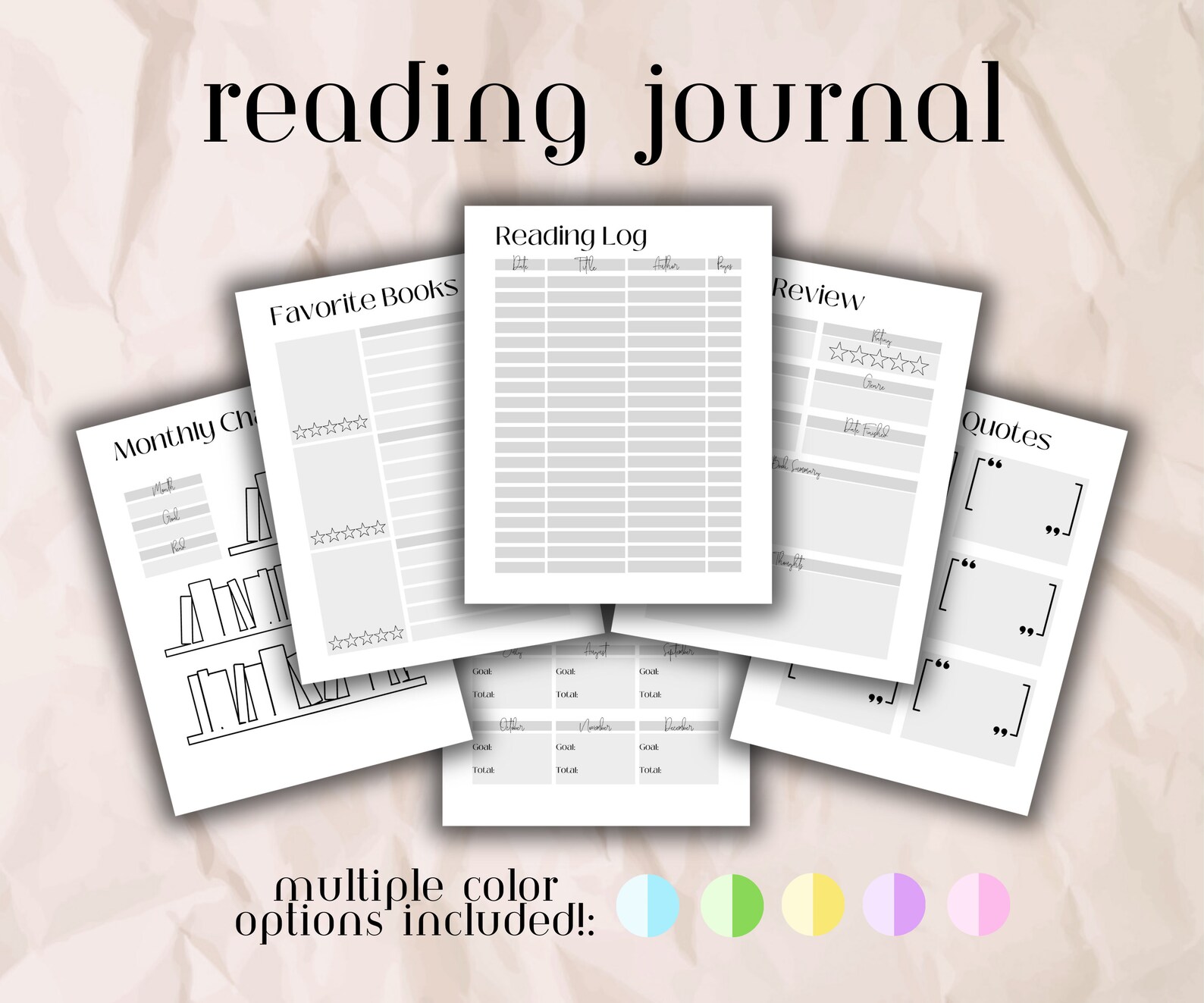 Reading Log Printable Bundle, Reading Tracker Pages, Reading Journal ...