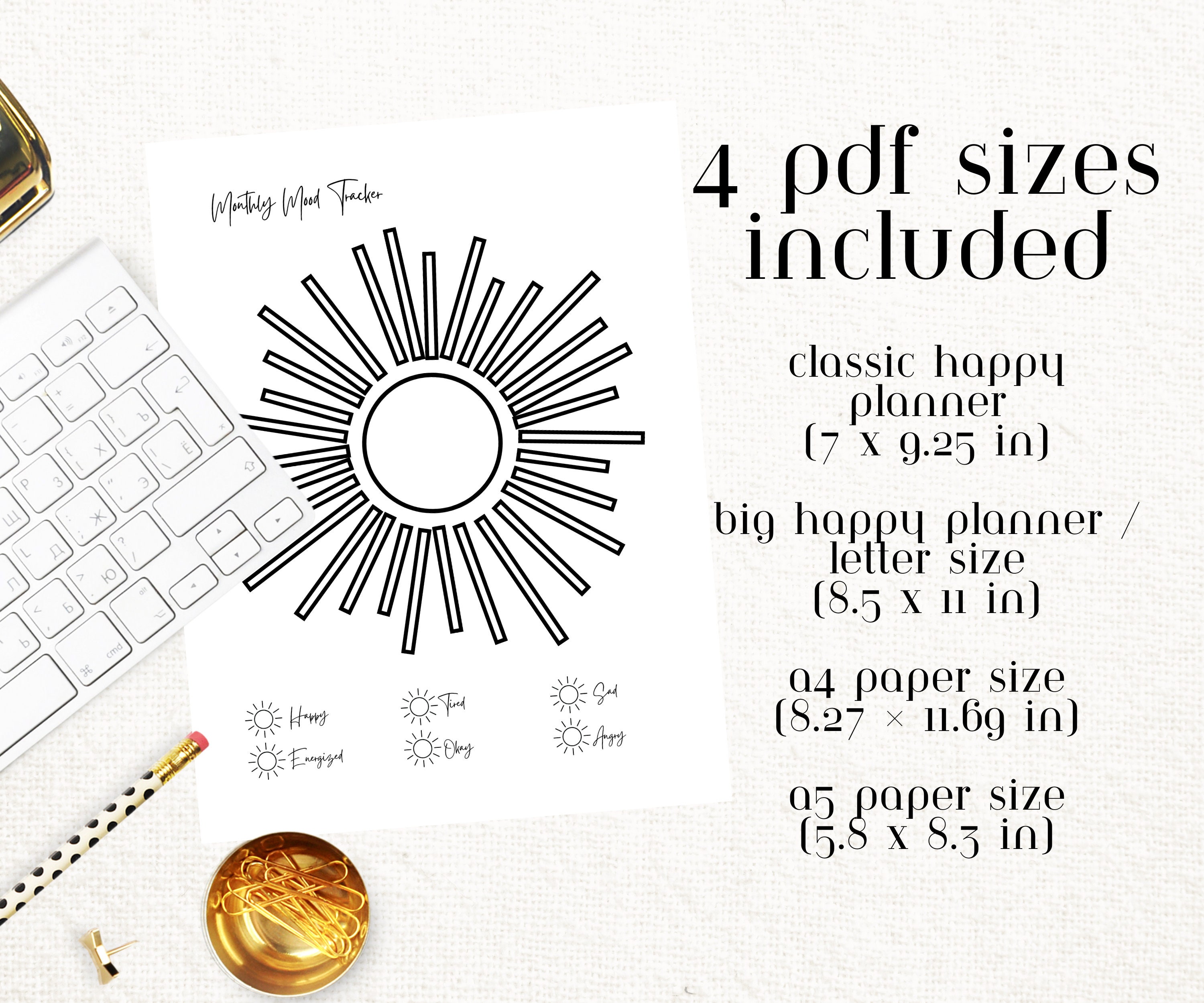 Sunshine Mood Tracker Printable, Monthly Mood Log, Mood Track Bullet ...