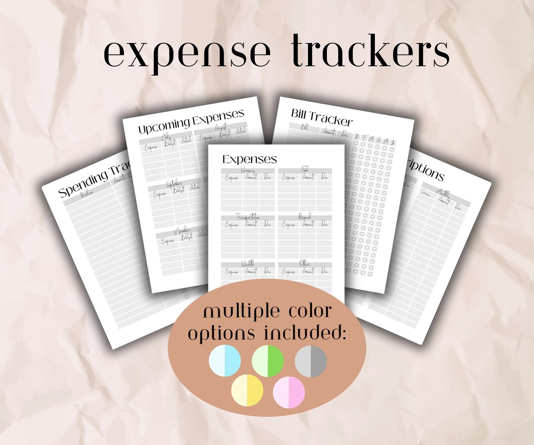 Printable Expense Tracker Pack, Bill Tracker, Personal Expense Tracker ...