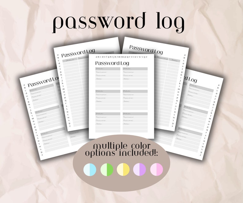 Password Tracker Printable Bundle, Password Book Template, Password ...