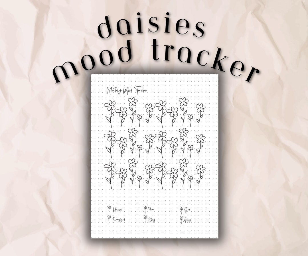 Daisy Flower Daily Mood Tracker Printable, Monthly Mood Log, Mood Track ...
