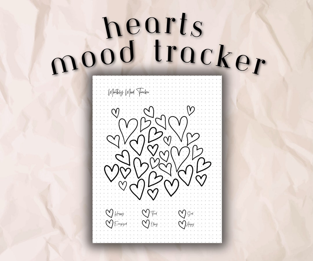 Hearts Mood Tracker Printable, Monthly Mood Log, Mood Track Bullet ...