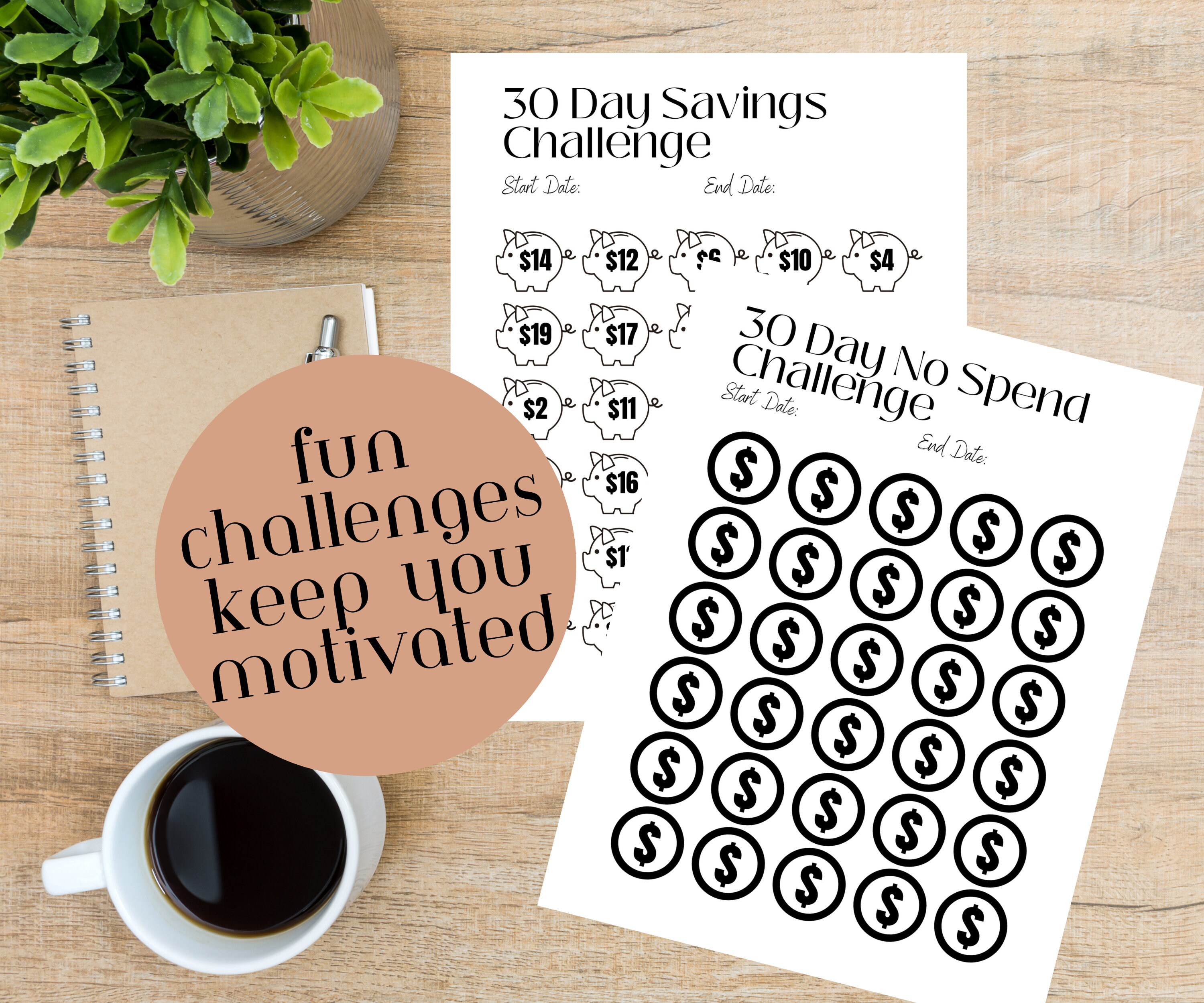 Printable Savings Templates, Spending Tracker, Money Saving Challenge ...